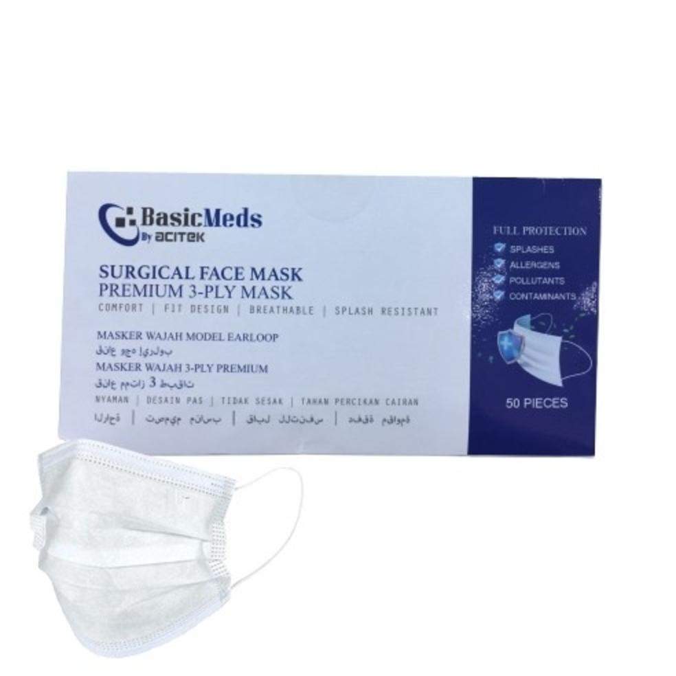 Jual BasicMeds Surgical Mask Earloop 50 Pcs - Masker Medis 3 Ply dari ...