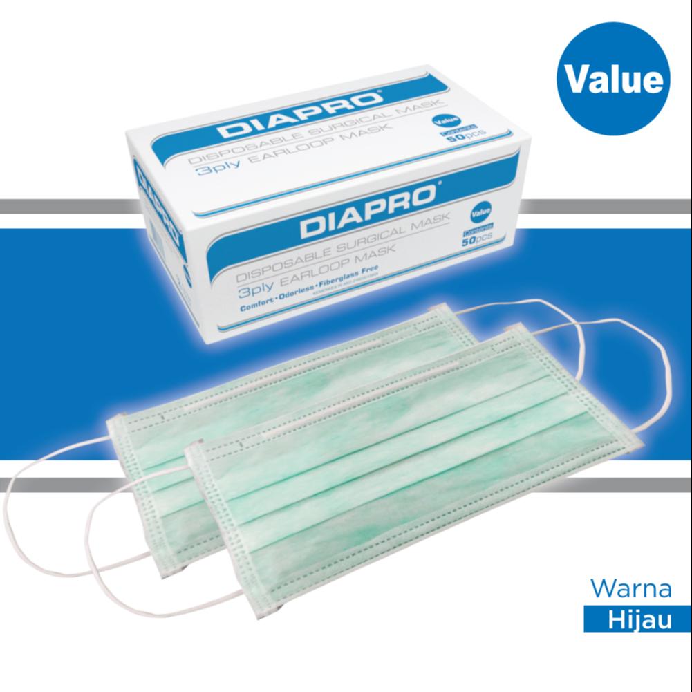 Jual Masker Diapro Value Mask '50S 3 ply Earloop Green dari PT ...
