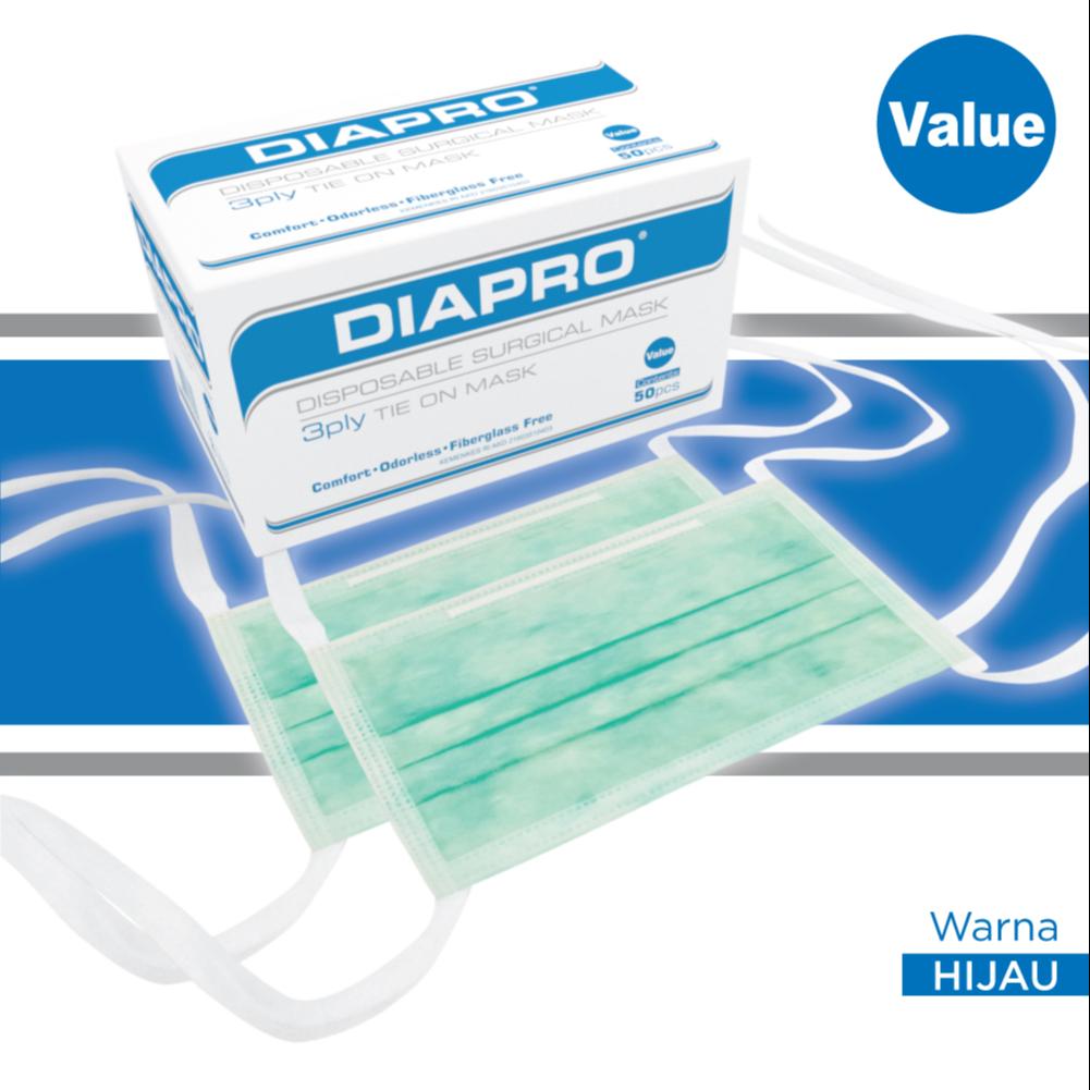 Jual Masker Kesehatan Diapro value isi 50s 3Ply Tie On Green dari PT ...